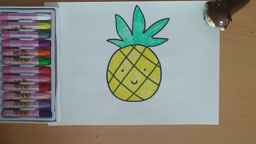 可爱简单简笔画菠萝的画法,记住绘画秘诀,一分钟学会画画教程