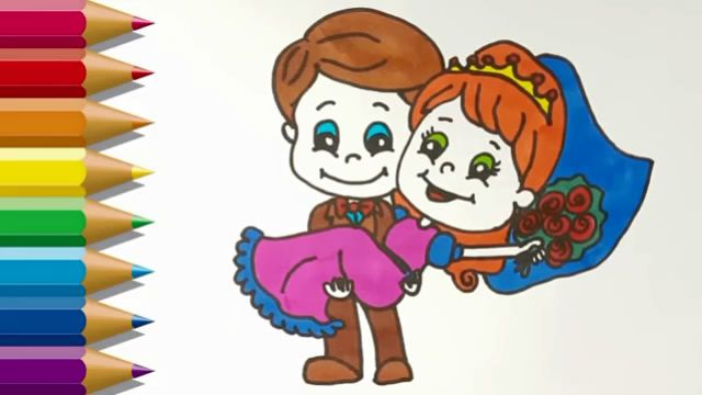 亲子简笔画:王子公主结婚仪式