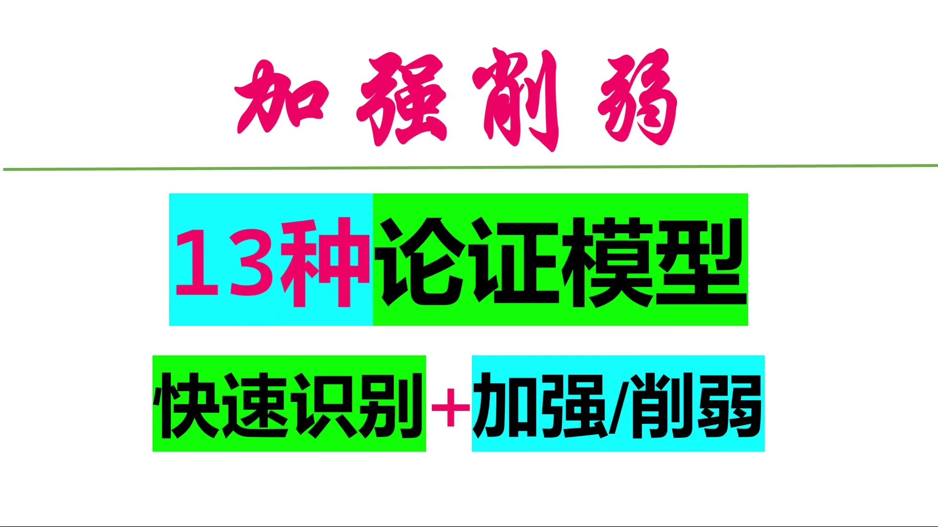 【加强削弱】13种论证模型——快速识别+快速选择
