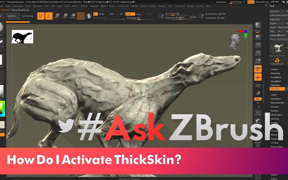 【ZBrush教程】ZBrush2021.5如何制作皮肤的厚度。