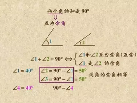 初一数学:余角和补角
