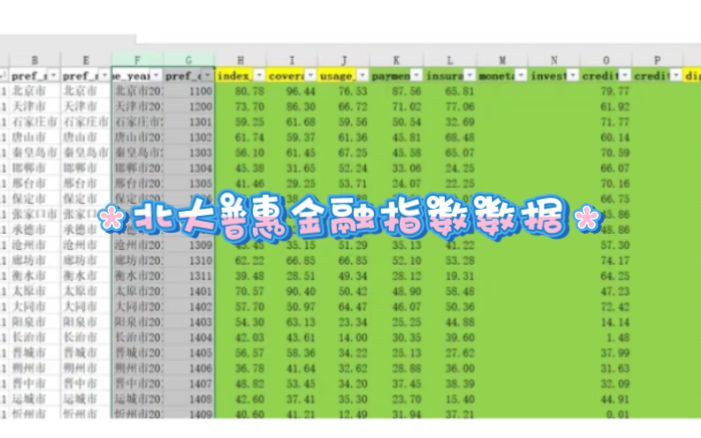 北大数字普惠金融数据