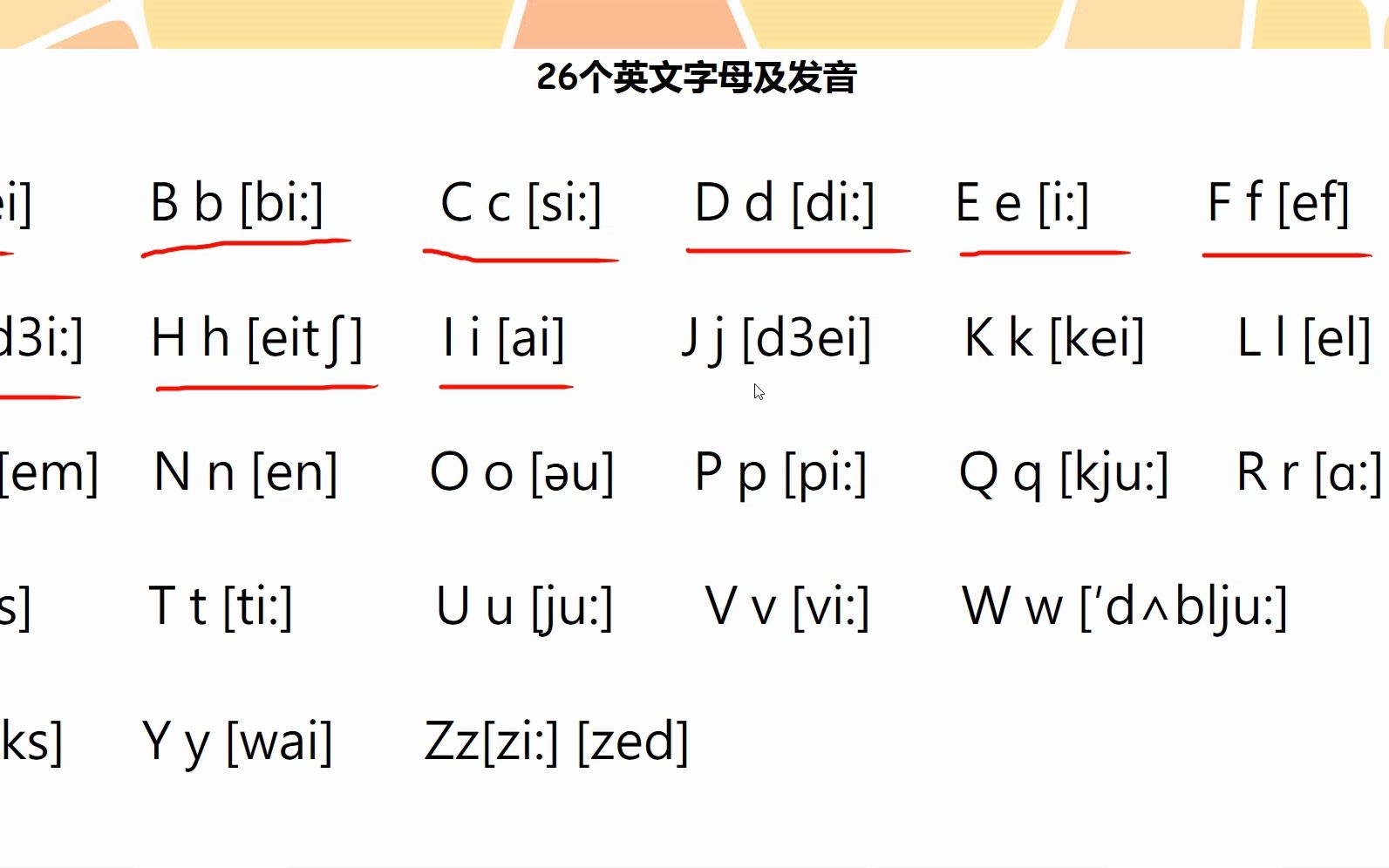 26个英文字母及标准发音