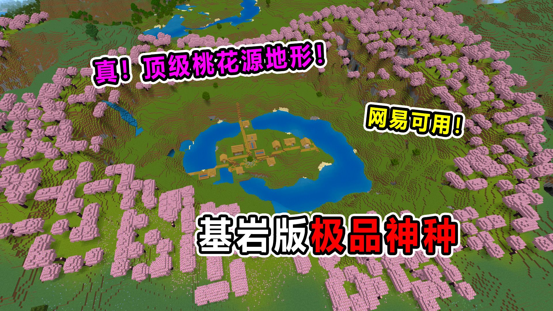 我的世界:3个网易基岩版极品种子!顶级桃花源地形!能玩一百年_单机...