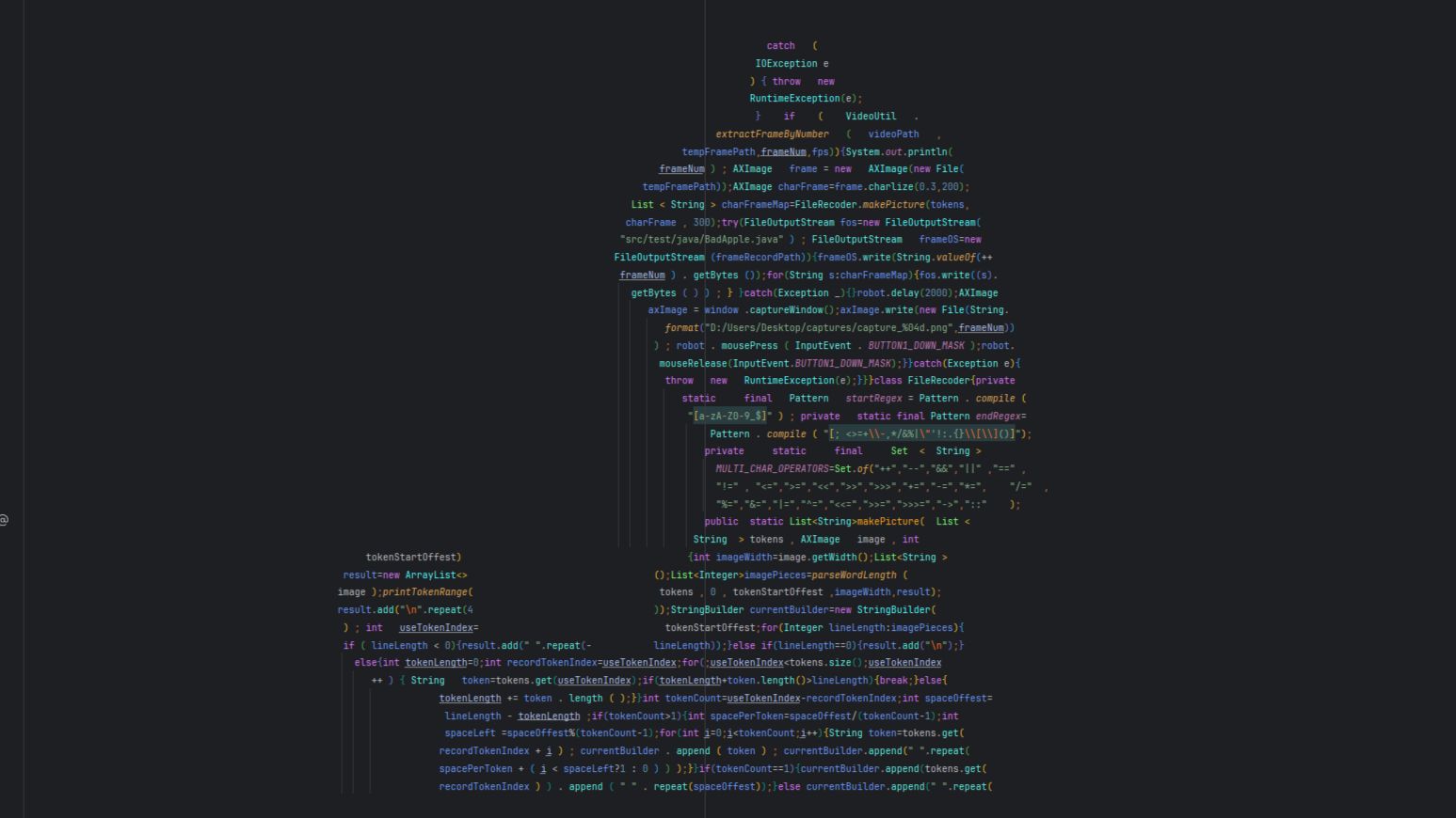 [IDEA] 每运行一次都会播放一帧Bad Apple!的Java源代码