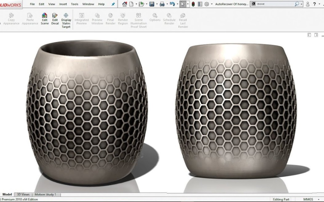 怎么用solidworks画一个外表蜂窝状的花瓶?