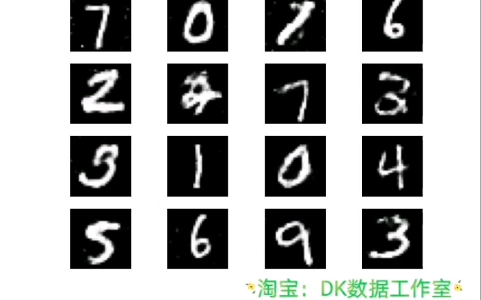 对抗生成网络gan生成mnist手写数据迭代1w次全过程展示Python+...