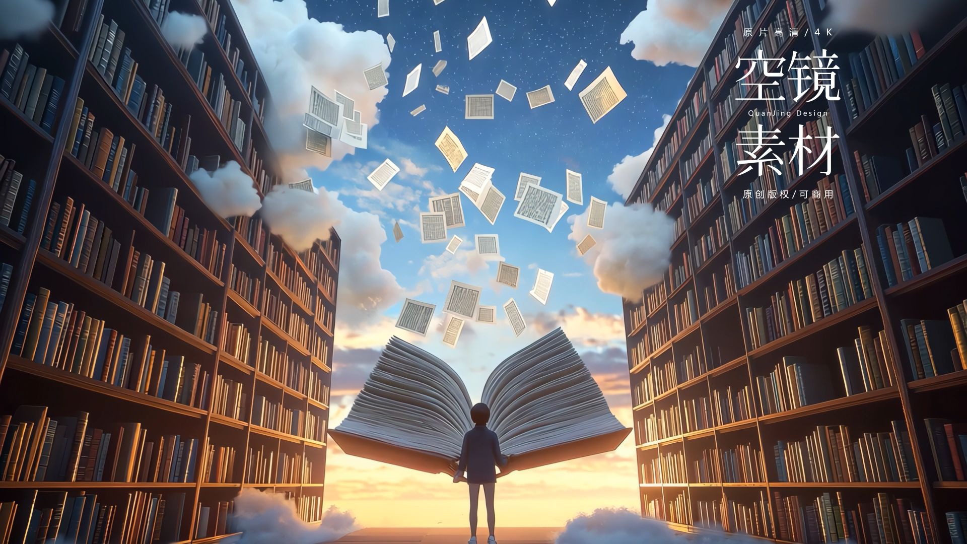 可商用视频素材|世界读书日阅读书本知识之门片头