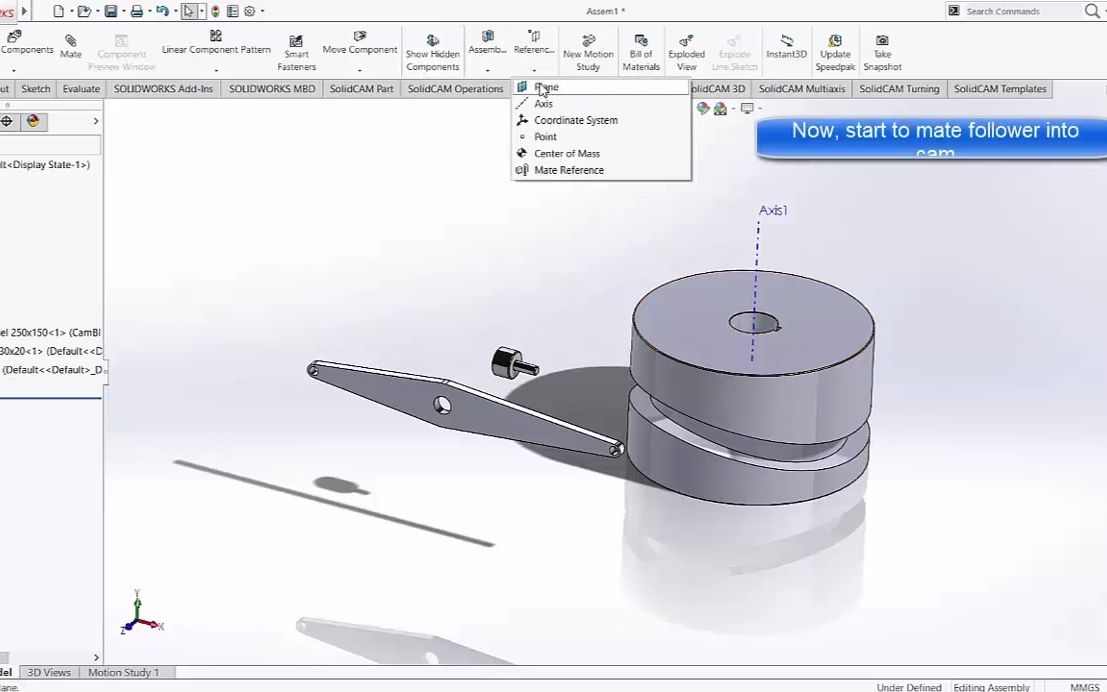 【SolidWoks】圆柱凸轮与随动件配合教程
