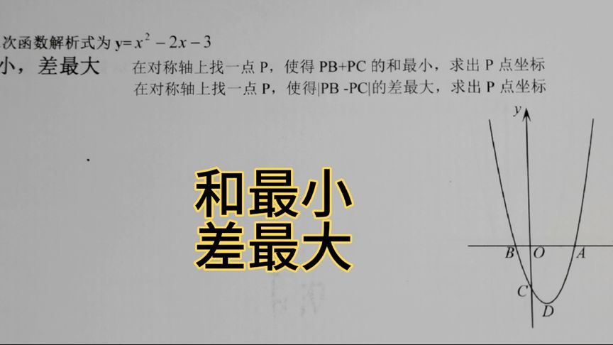 二次函数几何类应用:和最小,差最大问题