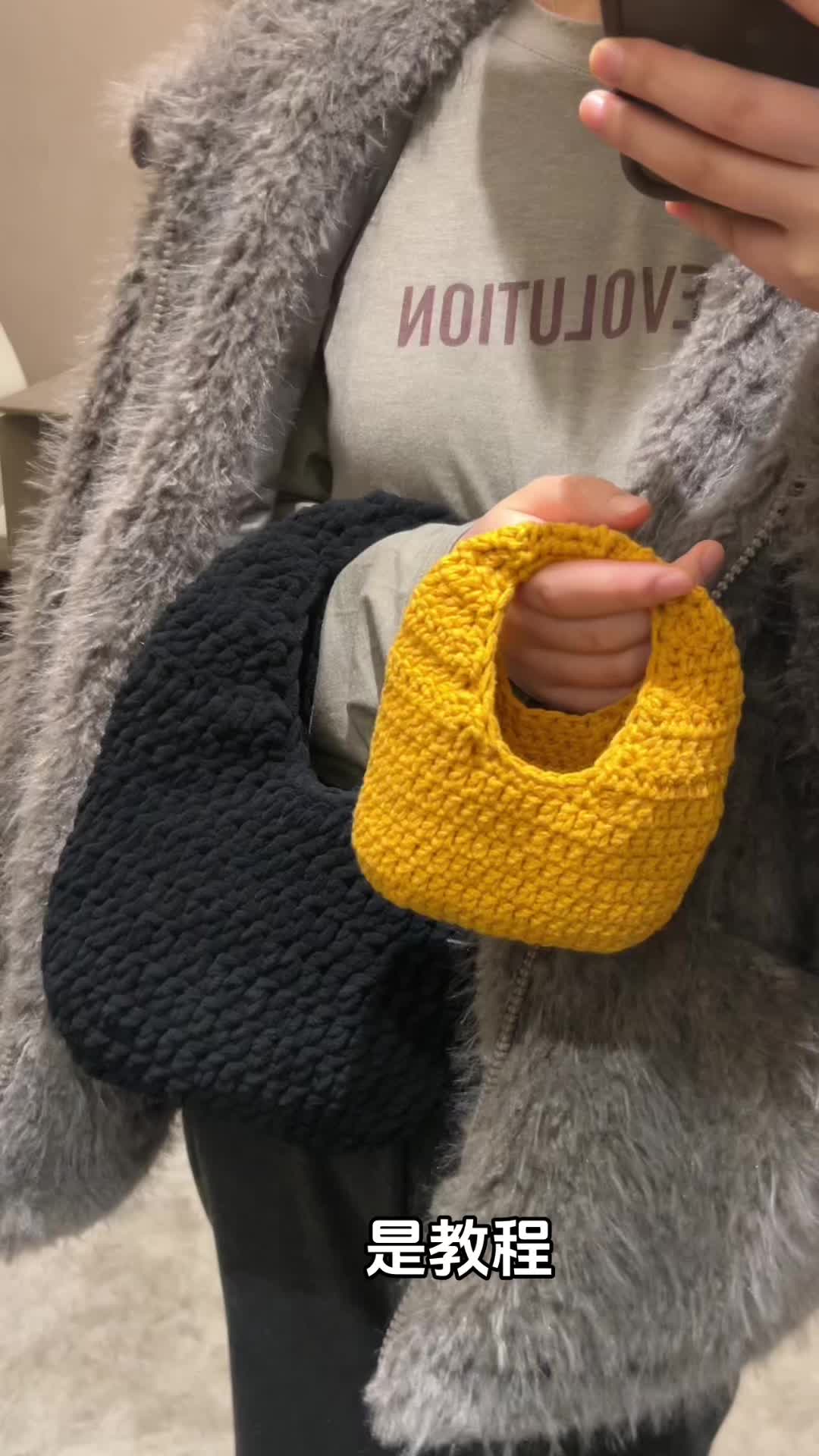 手提包教程1️⃣ 一款简单好看的手提包#新手钩织#钩织包包#创意...