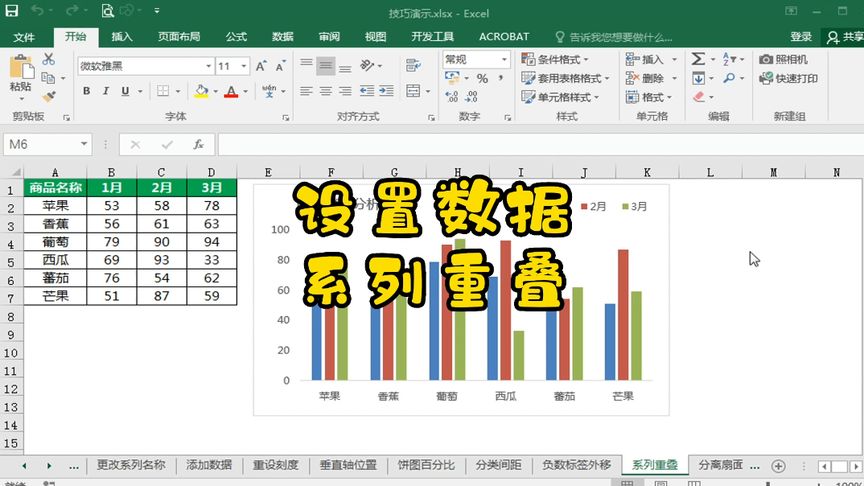 轻松给excel柱形图设置数据系列重叠