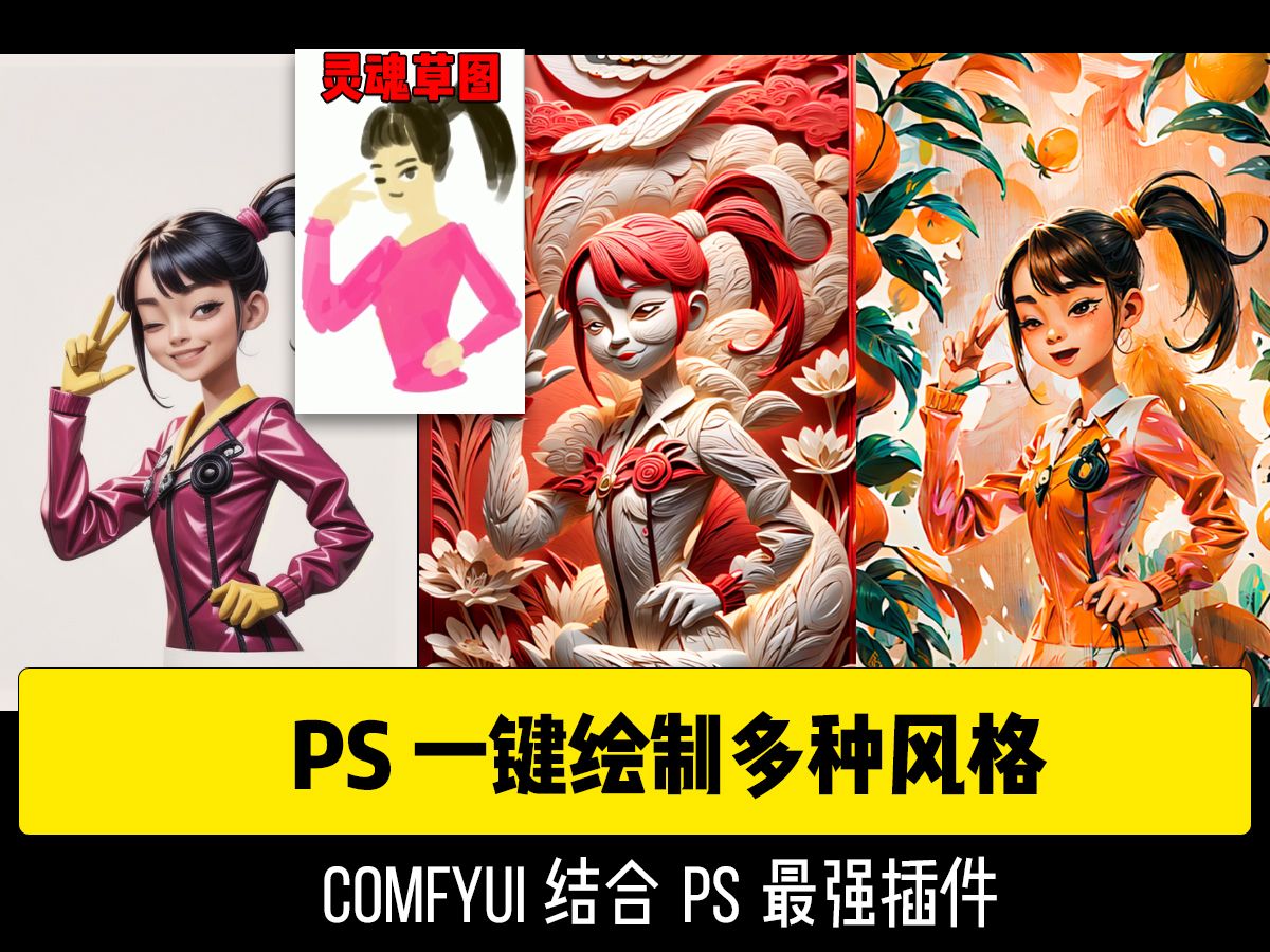 PS一键绘制多种风格