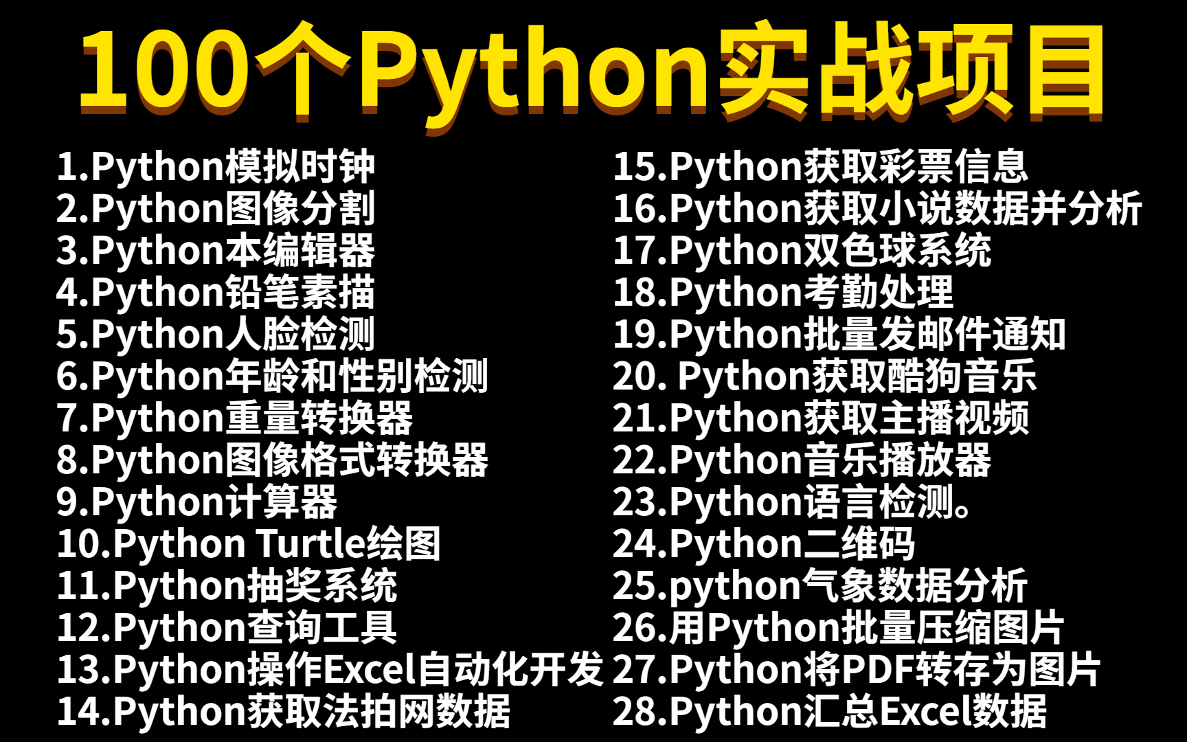全网最全的100个Python项目!(附源码+课件)_Python实战项目!
