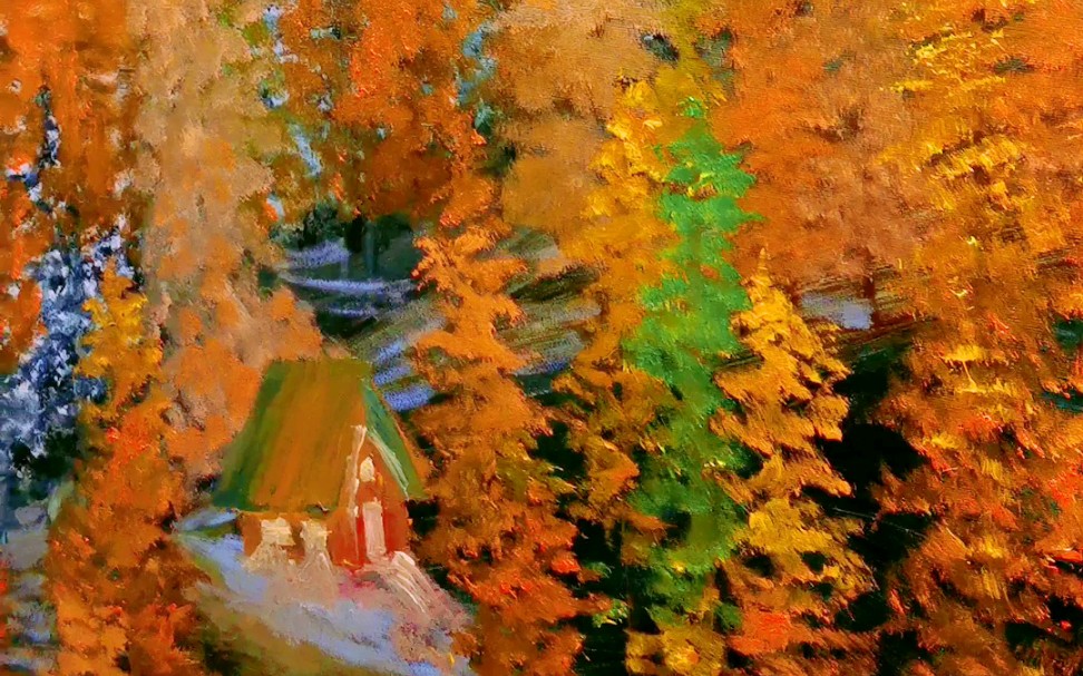 【油画教程】枫叶林/治愈风景/唯美调色/轻松上手