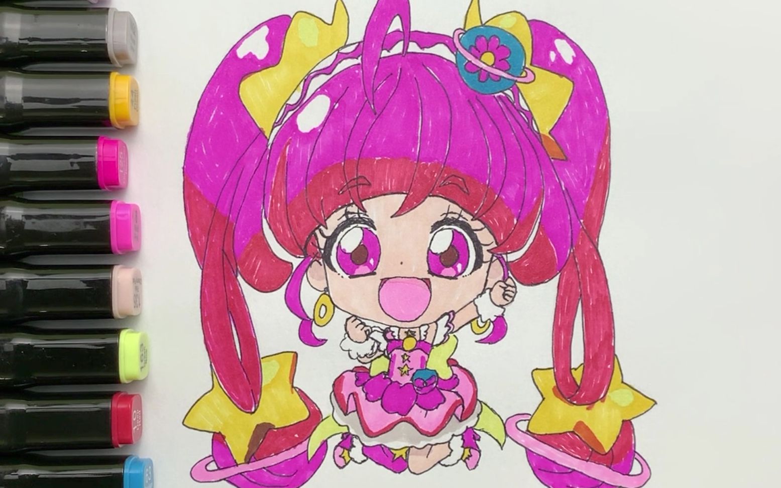 手绘教程:光之美少女星奈光简笔画,Q版星奈光很可爱