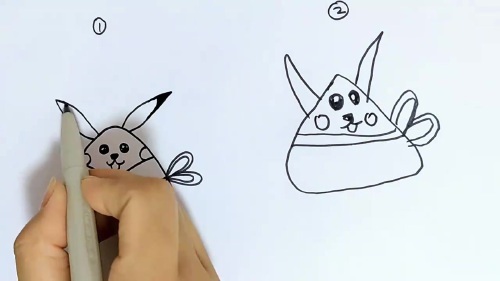 和妹妹比赛画皮卡丘,创意简笔画,儿童画,亲子画