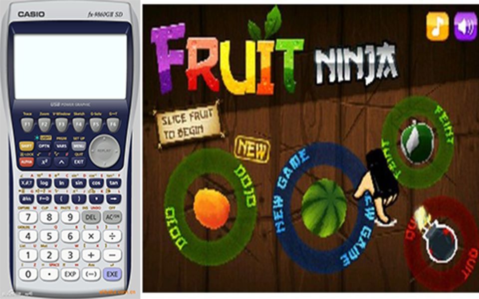如何用卡西欧计算器玩 水 果 忍 者 ?