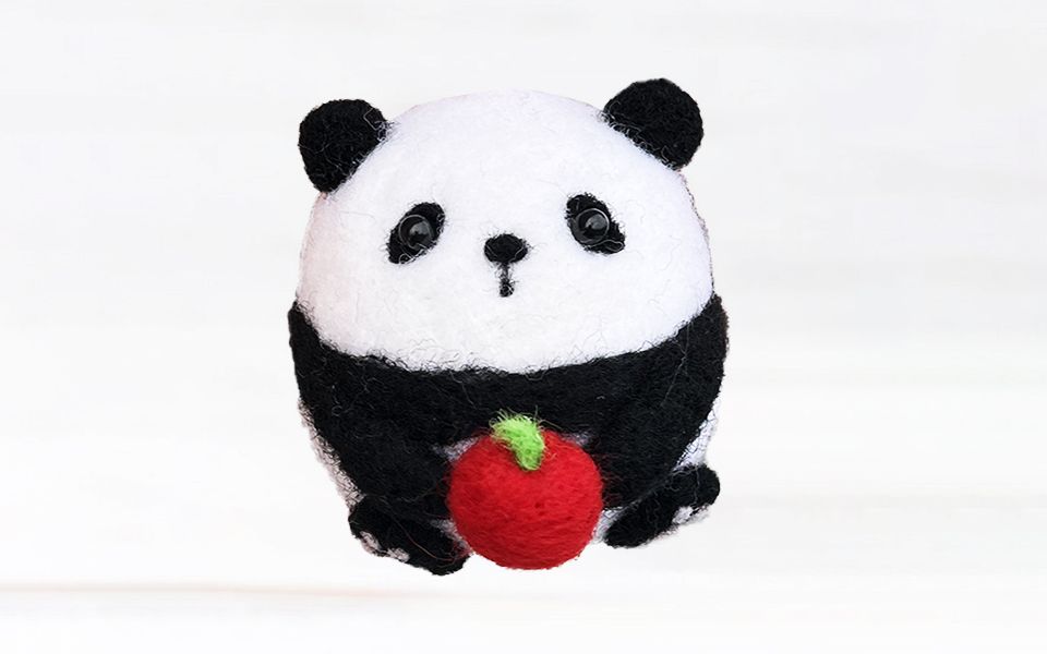 羊毛毡戳戳乐教程-可爱熊猫
