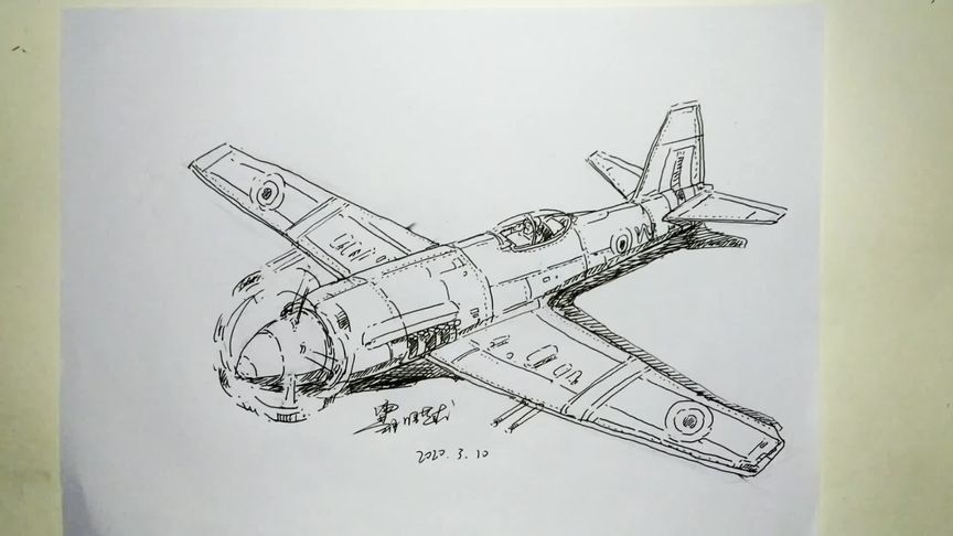 简笔画二战螺旋桨战斗机,带你重回硝烟弥漫的战场