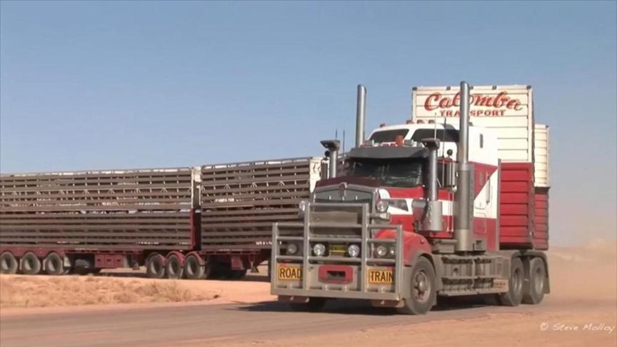 澳大利亚公路列车-_一辆重型牵引车能拖好几台挂车