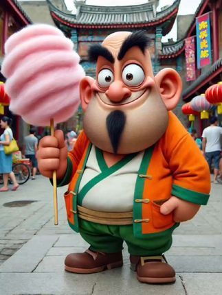 新疆大爷吃棉花糖 #AI绘画#二次元 #夸张动画