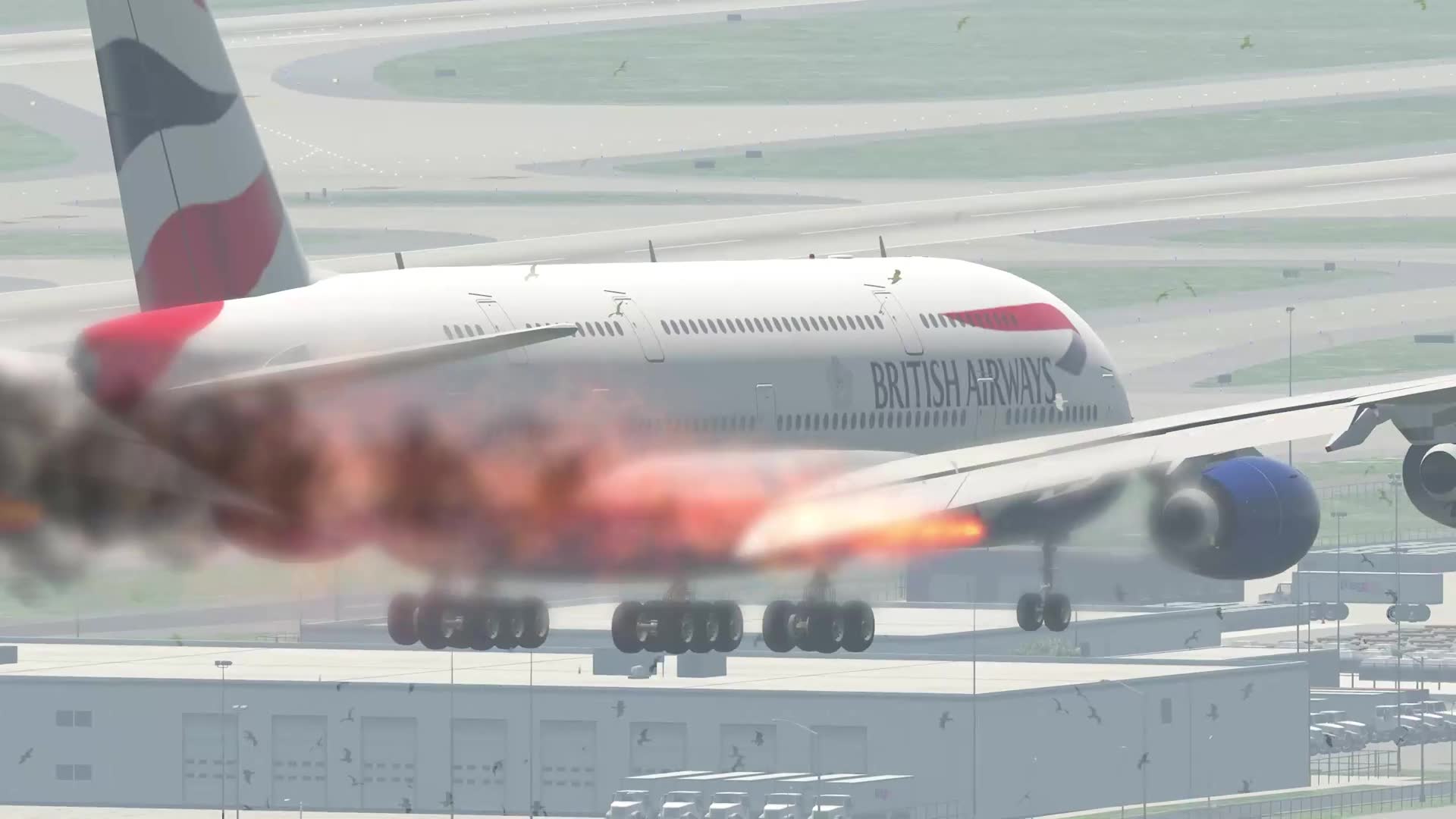 空客A380鸟撞导致发动机爆炸,机长没时间反应 | X-Plane 11