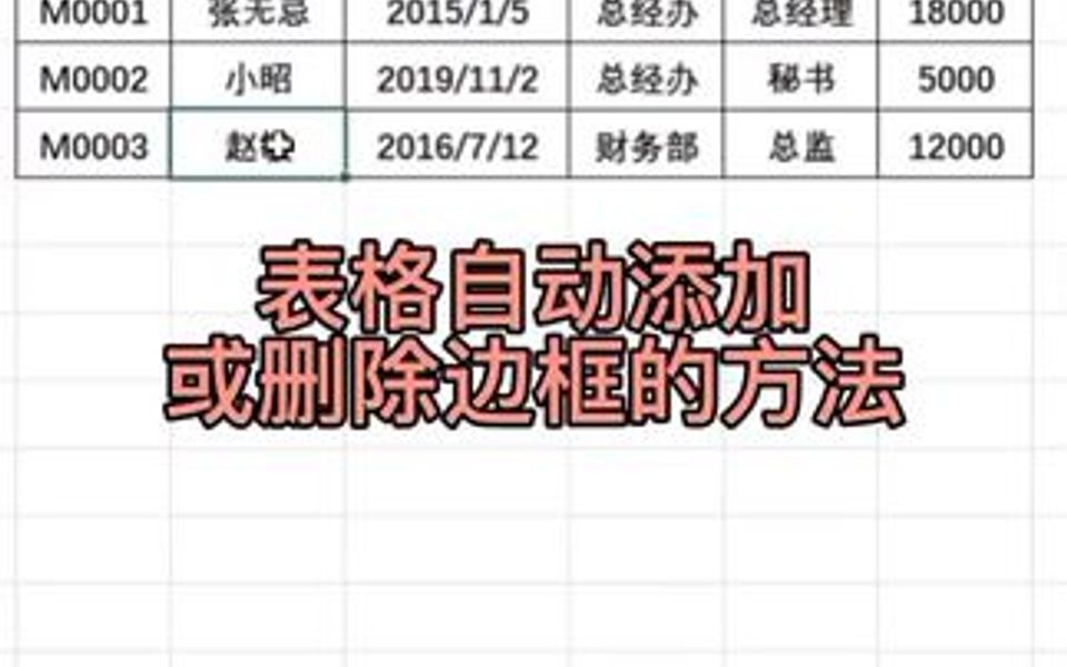 表格自动或删除边框的方法
