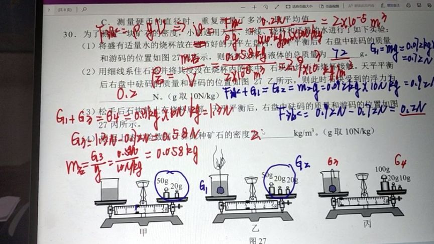 托盘天平测量密度和浮力计算的综合题,95%的人不会,你会吗