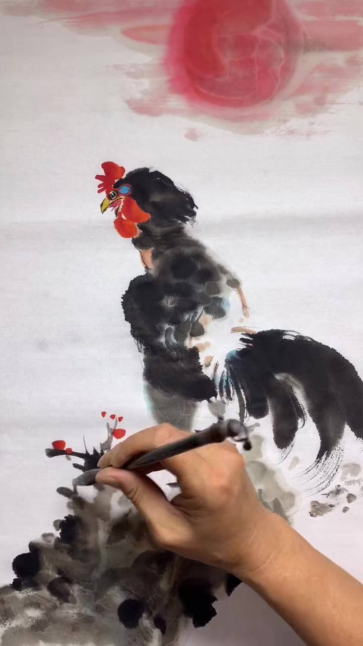 水墨风的公鸡也很好看