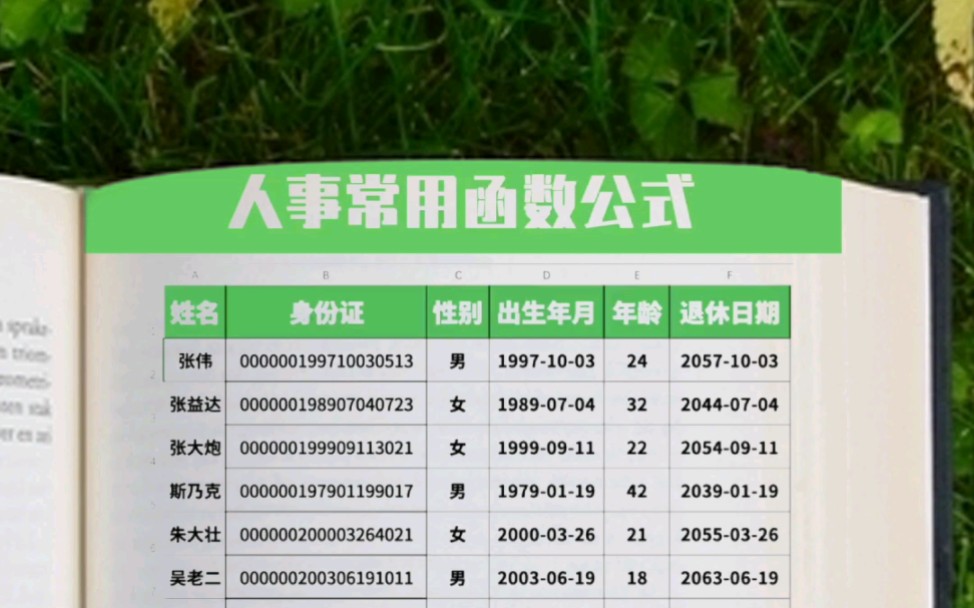 excel人事常用函数公式