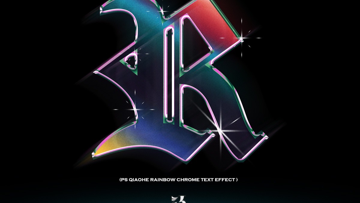 Rainbow炫彩镀铬文字效果|PS详细步骤教学