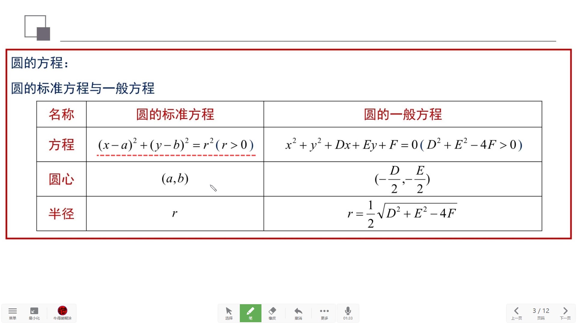 圆的方程:圆的标准方程与一般方程(1)
