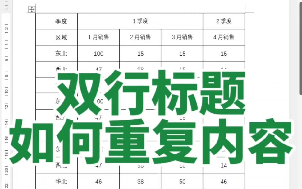 word表格双标题如何重复
