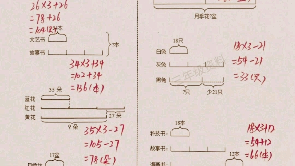 三上数学倍的认识线段图列式计算