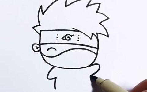 【简笔画】15秒教你“U”画卡卡西打招呼Hi!