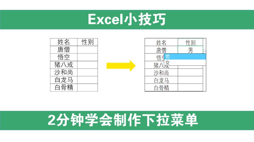 Excel小技巧:2分钟学会制作下拉列表 又简单又能装逼的技能