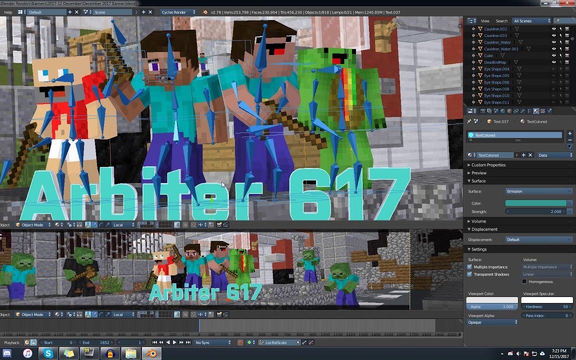 [Arbiter617] 频道横幅及3D文字 - 我的世界动画小提示 十三(Blender)