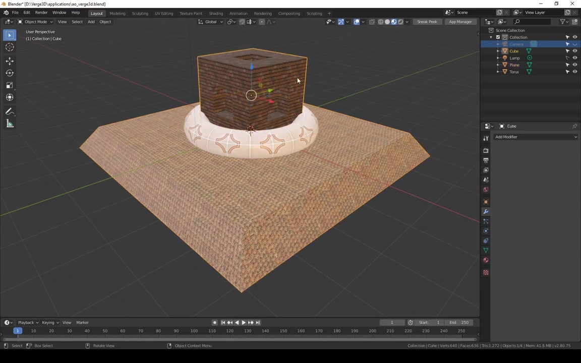 如何在Verge3D for Blender中烘培并使用环境光遮蔽贴图