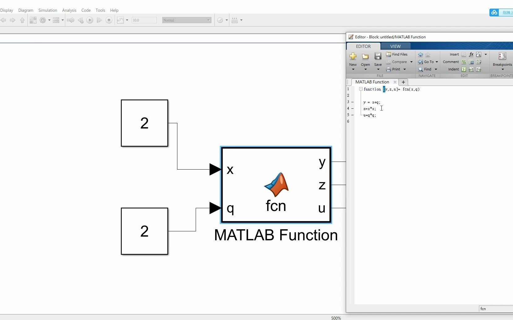 simulink教学part4: Matlab function制作