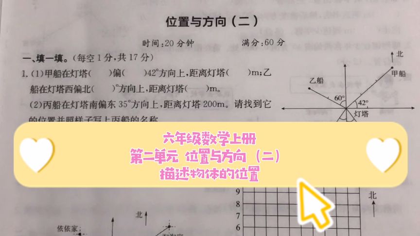 六年级数学,位置与方向,准确描述物体的位置,方向角度➕距离