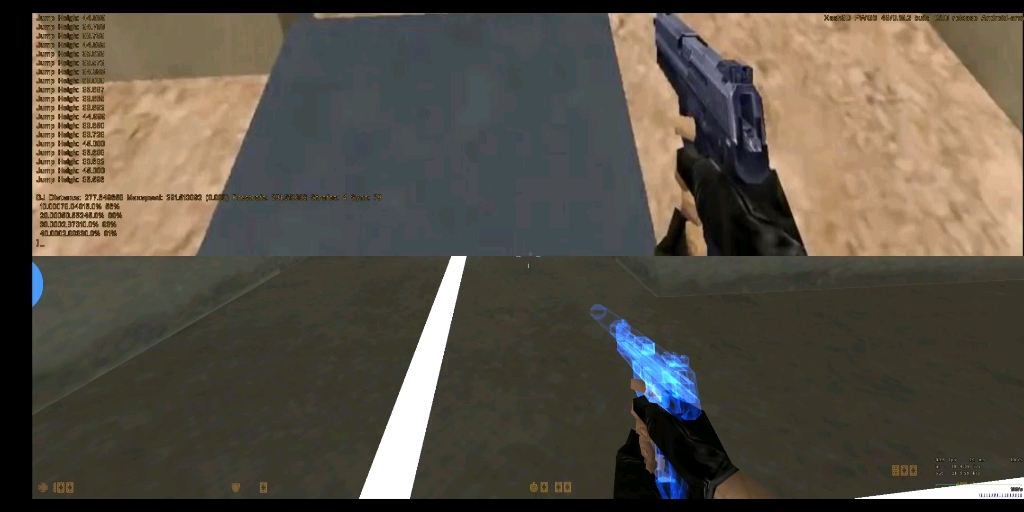 Cs 1.6手机版,自己瞎跳,跳出来一个277,4次加速你敢信,用的是弹跳,傻...