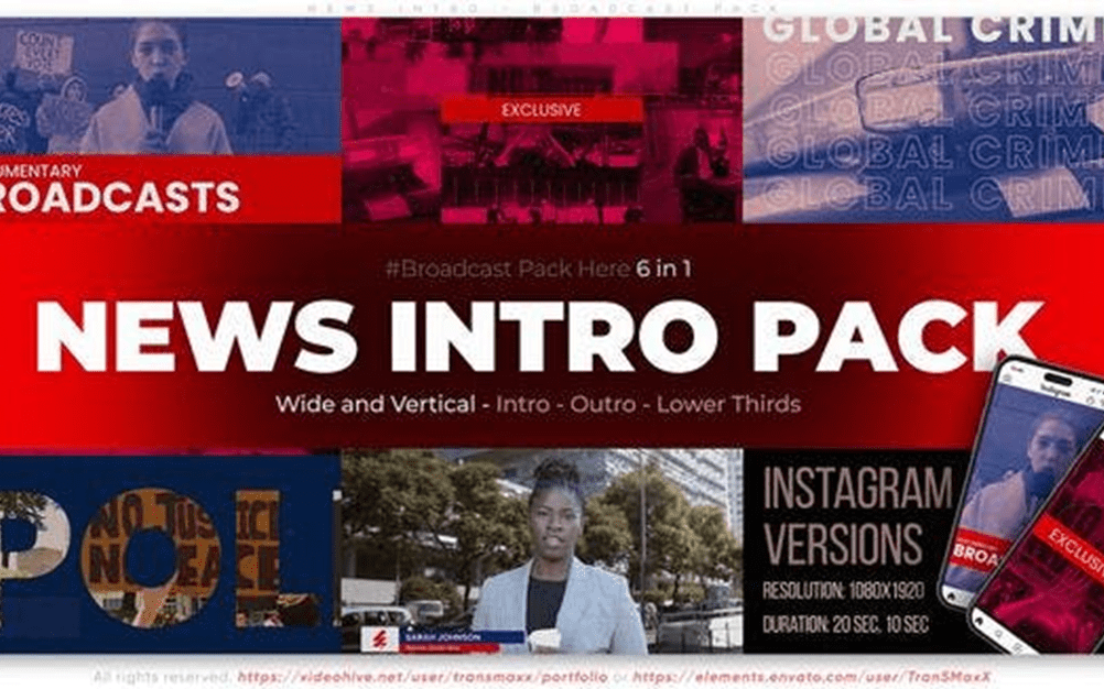 AE横竖模板-新闻故事节目片头 热点新闻播报 新闻字幕条