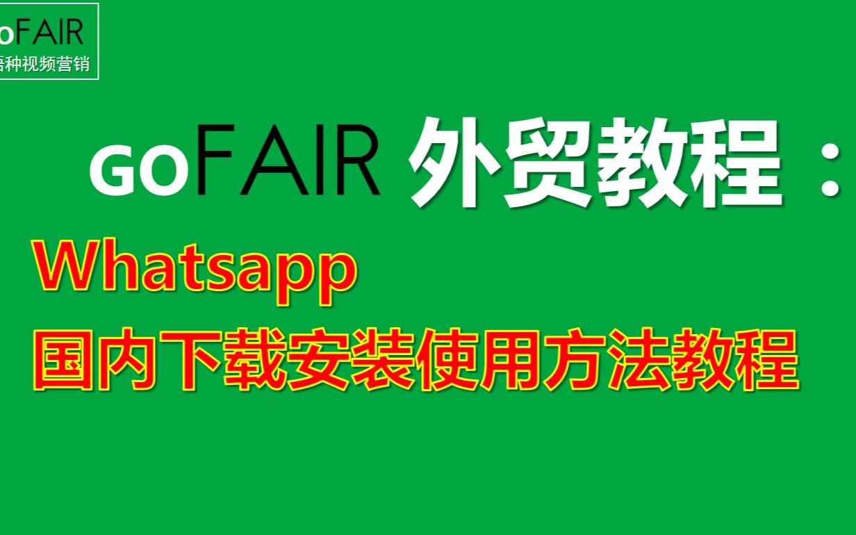 Gofair:Whatsapp 国内下载安装使用方法教程
