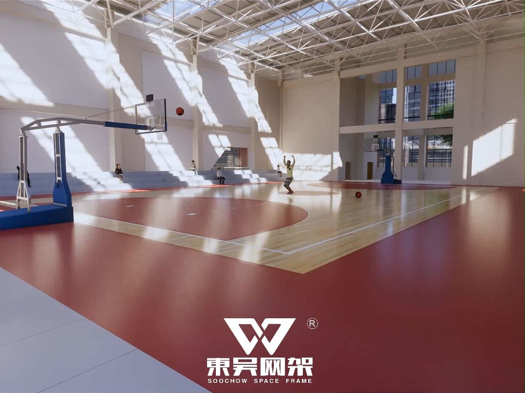 东吴网架山南七小风雨操场网架BIM建模展示