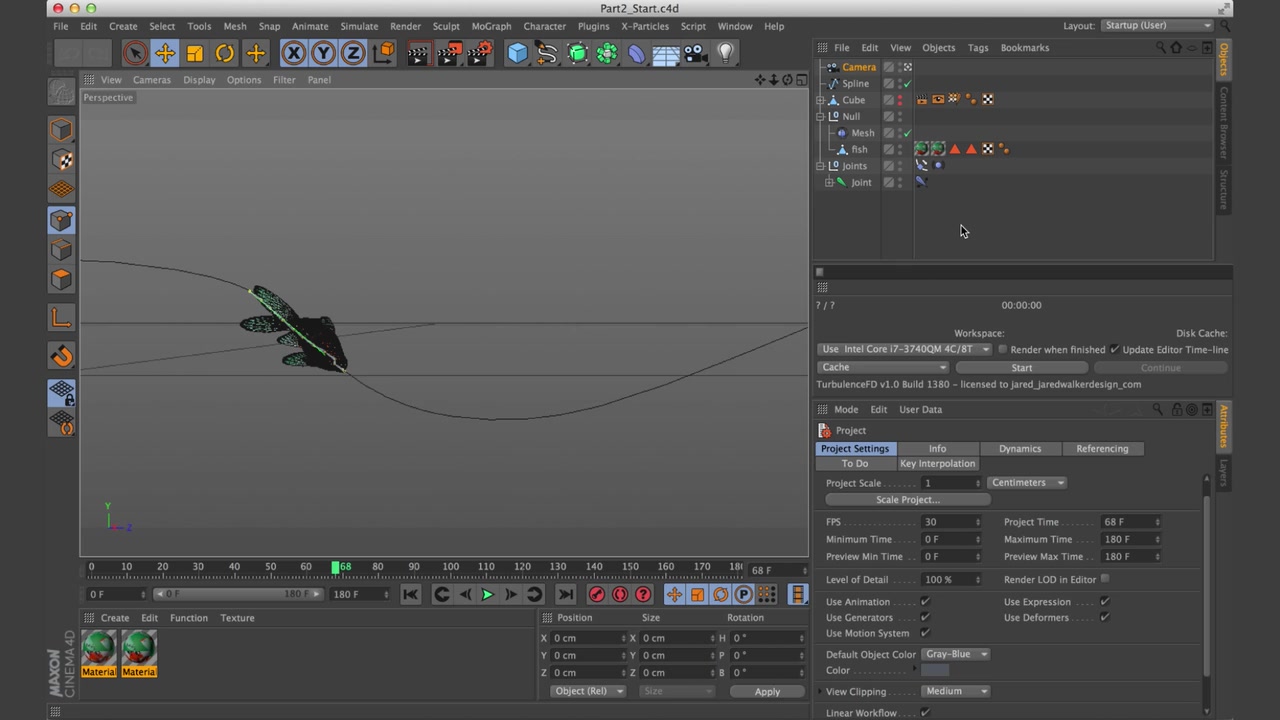 C4D中国风水墨金鱼动画教程