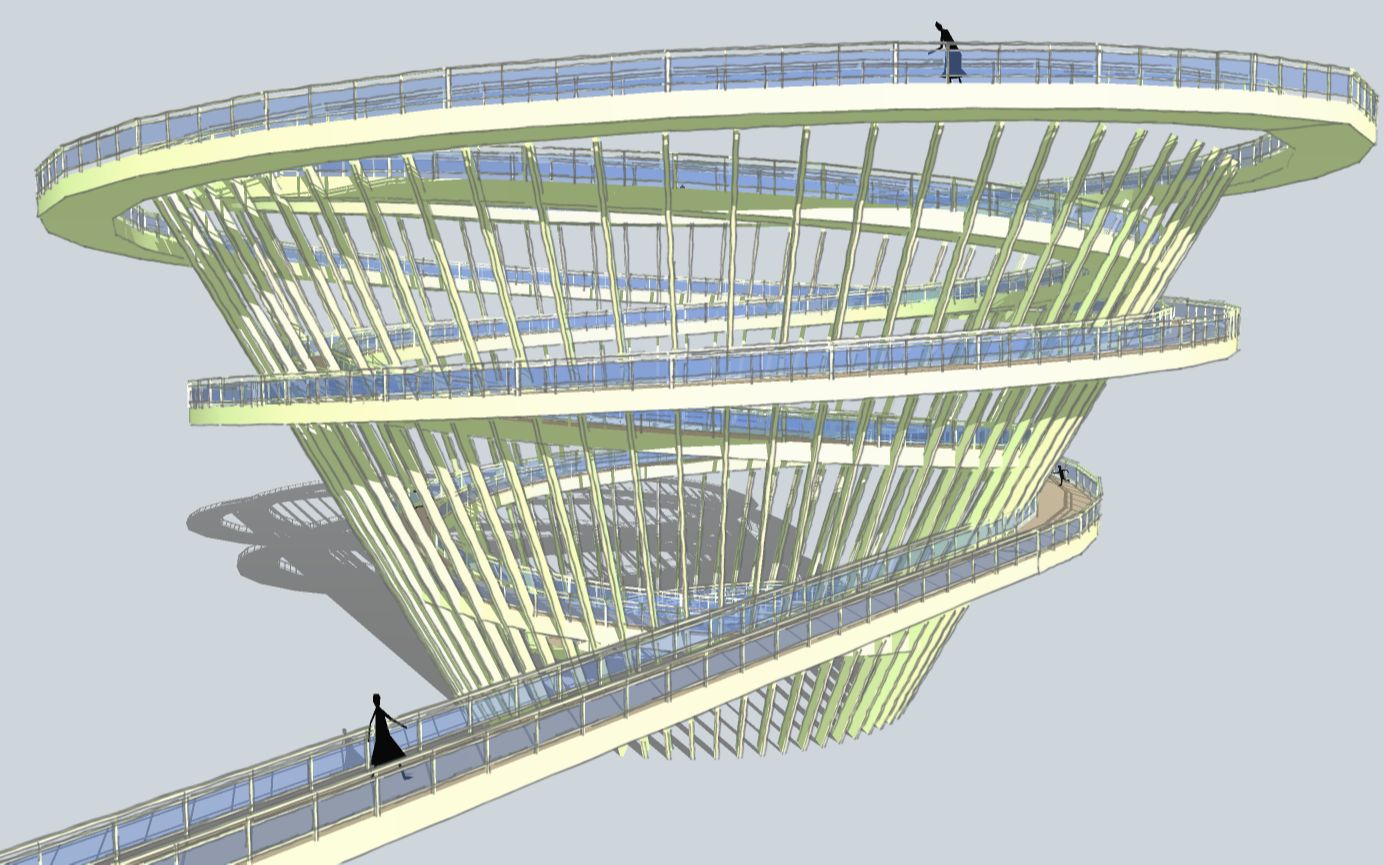 【SketchUp吧】梅溪湖双螺旋观景台建模