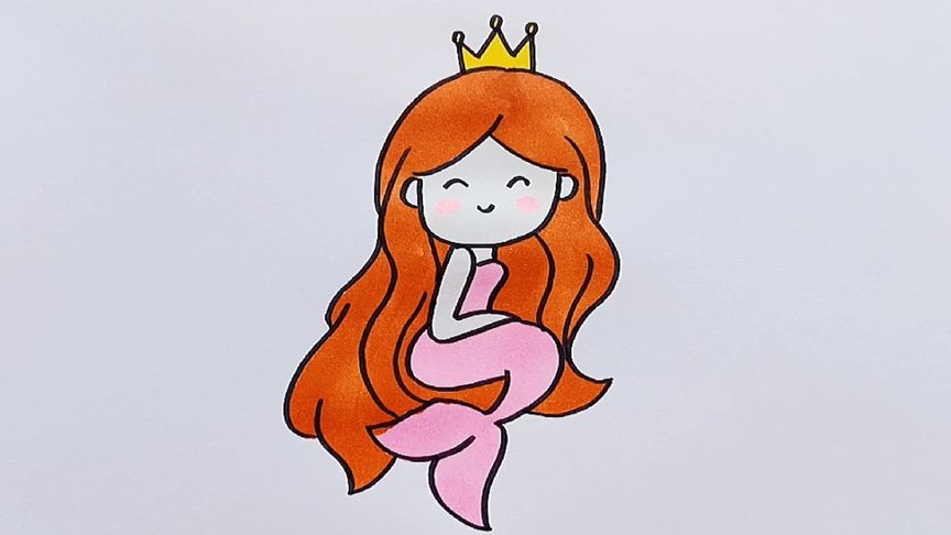 简单的,美人鱼简笔画,你爱了吗