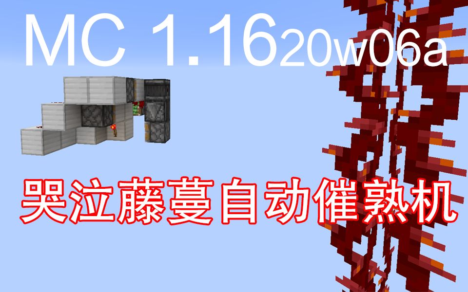 我的世界1.1620w06a哭泣藤蔓(血藤?)快速催熟机-Minecraft1.16我的世界
