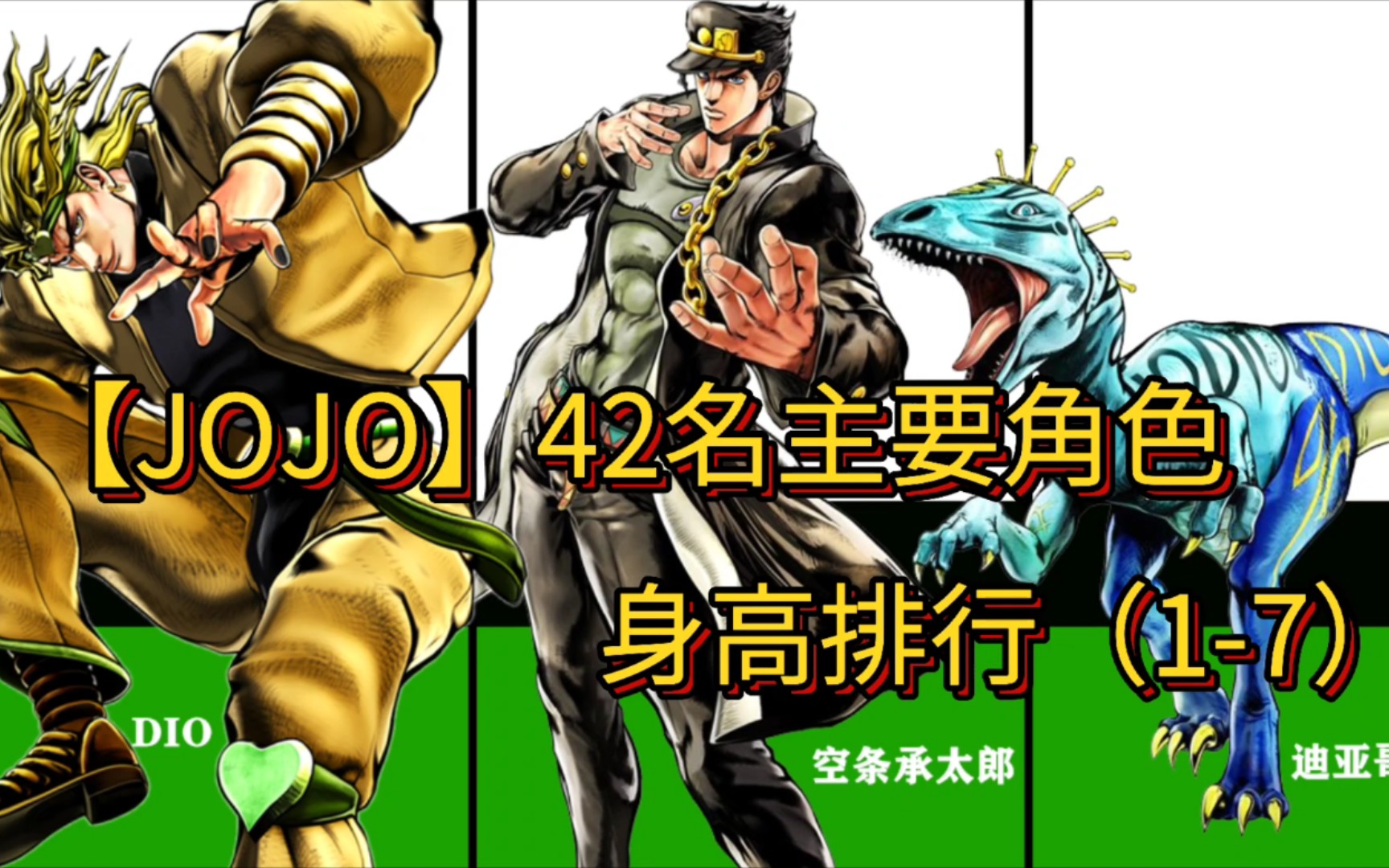【JOJO】42名主要角色的身高排行(1-7部)